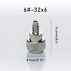 VAPKER 50PCS 6#-32x6 M3.5 PC Computer Case Thumbscrews Thumb Screws Silver Zinc for Hard Drive Computer Case Motherboard Fan Power Graphics