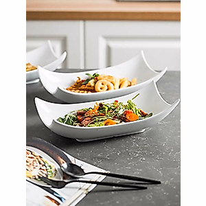 LAUCHUH Decorative Bowl Serving Platter White Serving Dishes Decorative Centerpiece Deep Serving Bowl Serving Dishes and Platters 12-Inch Set of 3