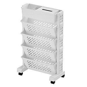 Tnfeeon Movable Bookshelf, Large Capacity Plastic Compact Stable Structure Storage Organizer Shelf for Office (5 Layer)