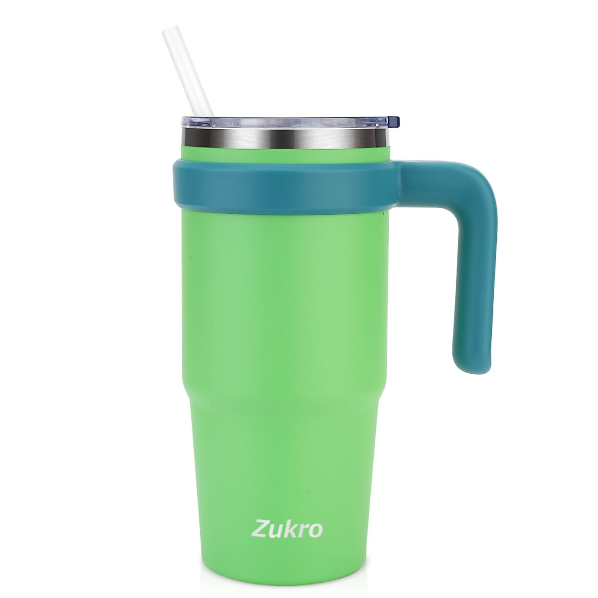Zukro 24 oz Tumbler with Handle and Straw - Leak Proof Insulated Stainless Steel Cup with Slider Lid For Home and Travel - Double-wall Coffee Mug Keep Drinks Hot and Cold - Dishwasher Safe, No Sweat