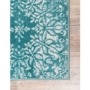 Unique Loom Sofia Collection Area Rug - Grand (2' x 6' 7" Runner, Turquoise/ Ivory)