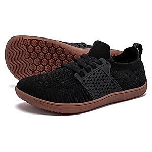 HOBIBEAR Wide Minimalist Barefoot Shoes Mens Womens Walking Sneakers Shoes | Zero Drop Sole | Optimal Relaxation (Black/Gum,Women 9.5 Wide/Men 7.5 Wide)
