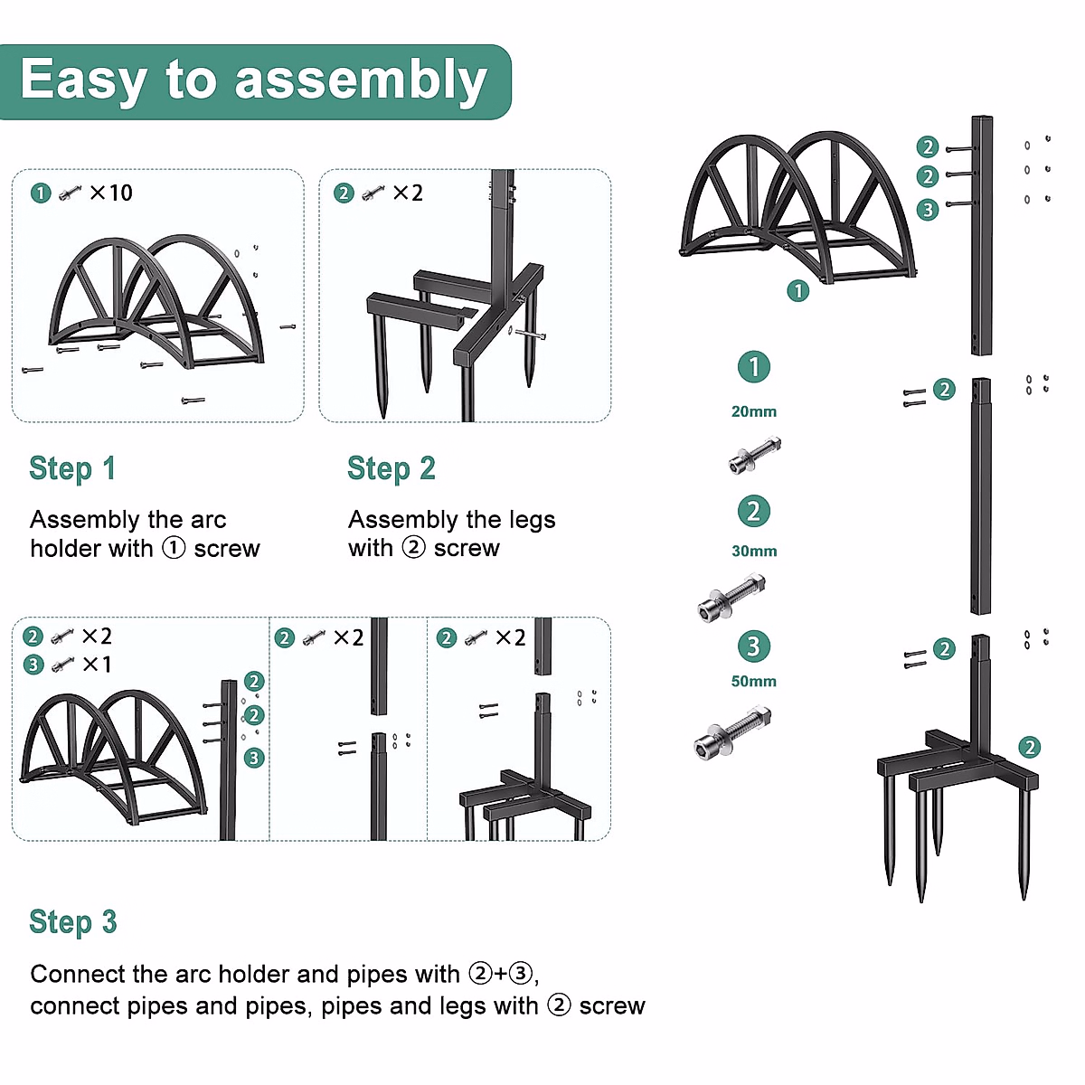 Keten Garden Hose Holder, 4 Spikes Freestanding Outdoor Hose Stand, Heavy Duty Water Hose Holder Rack and Storage Organizer for Lawn/Yard/Garden
