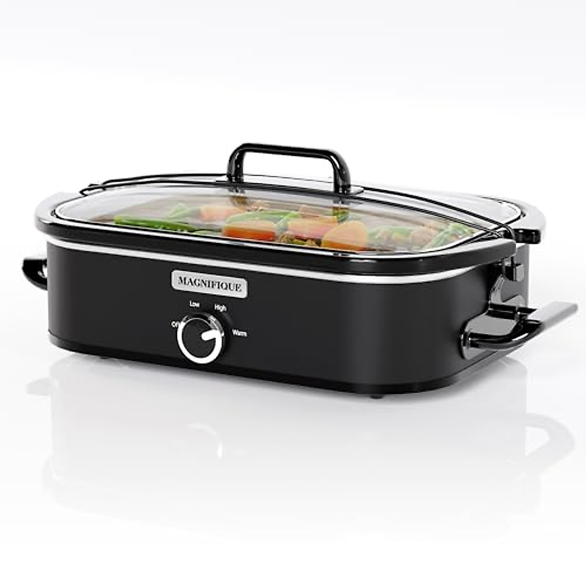 [NEW] MAGNIFIQUE 4-Quart Slow Cooker with Casserole Manual Warm Setting - Perfect Kitchen Small Appliance for Family Dinners, Dishwasher Safe Crock, Black