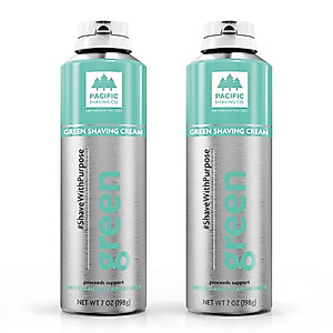 Pacific Shaving Company GREEN Shaving Cream - Shave with Purpose - Safe & Natural Ingredients, Cruelty Free, Made in the USA - Pack of 2 (7 oz each)