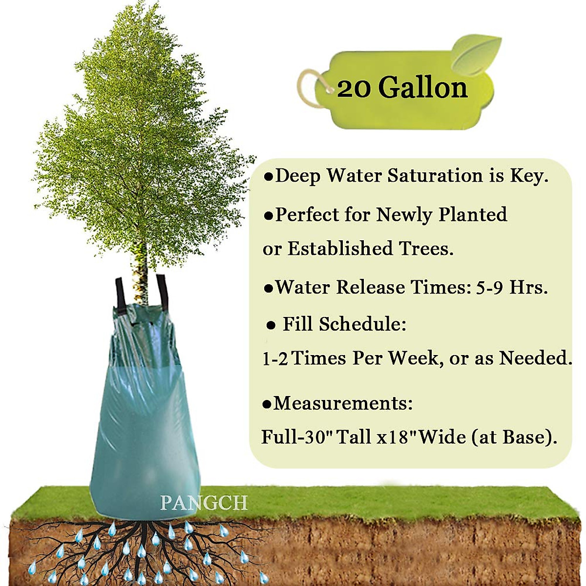 Tree Watering Bag, 20 Gallon Slow Release Tree Watering Bags-Drip Irrigation Bag for Newly Planted or Established Trees (3 Pack)