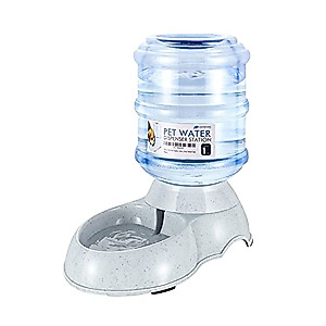Flexzion Automatic Dog Water Bowl Dispenser for Cat Pet Animal (1 Gallon Dispener Water Jug) - Gravity Feeder Auto Replenish Waterer Drinking Bowl Fountain Bottle Dish Stand