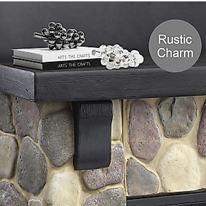 R.W.FLAME Electric Fireplace Mantel Package, 48 inch Freestanding Stone Fireplace Heater TV Stand with Remote Control, 7 Flame Brightness Settings, 750W/1500W,New