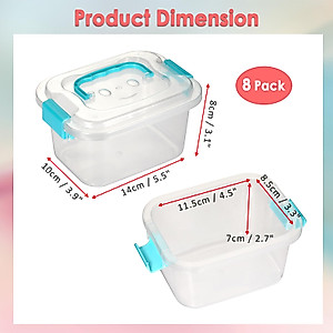 BTSKY 8PCS Clear Plastic Crayon Boxes with Handle Lids, Small Crayon Storage Box Portable Crayon Container Box Multipurpose Art Craft Boxes for Crayon Bulk, Chalks, Paper Clips and More