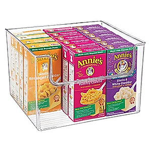 mDesign Modern Plastic Open Front Dip Storage Organizer Bin Basket for Kitchen Organization - Shelf, Cubby, Cabinet, and Pantry Organizing Decor - Ligne Collection - 2 Pack - Clear