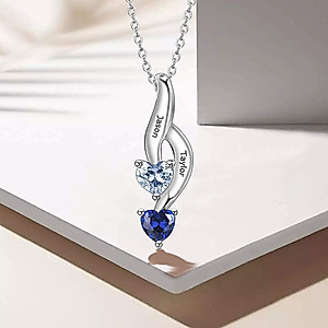 BAUMA AUTO Personalized Mothers Necklace with 1-6 Simulated Birthstones Engraved Family Names Custom Mother Names Love Heart Pendant Family Necklace for Mother Grandmother Wife (Style-2)