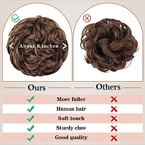 DeeThens Claw Clip in Messy Bun Hairpiece Curly Clip in Claw Bun Hair Pieces Combs add Ponytail Hair Pieces Synthetic Hair Extensions for Women (Medium Dark Brown)