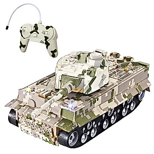 Kidplokio Remote Control Army Military War RC Tank with Lights Sounds, Assorted Camo, Boys, Ages 3+