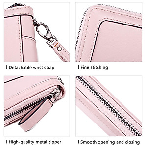 Earnda Womens wallet RFID Blocking Large Capacity Long Purse with Wristlet Card Holder Coin Pocket Pitch Black