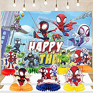 Spidey and his amazing friends Birthday Decorations, Honeycomb Centerpieces, table Decorations, Birthday Baby and kids Party Supplies.