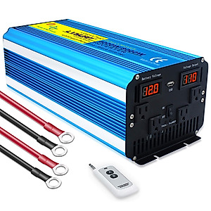 Cantonape Pure Sine Wave Inverter 4000W Power Inverter 12V to 110V DC to AC with LED Display Remote Controller for Truck RV Home Solar System
