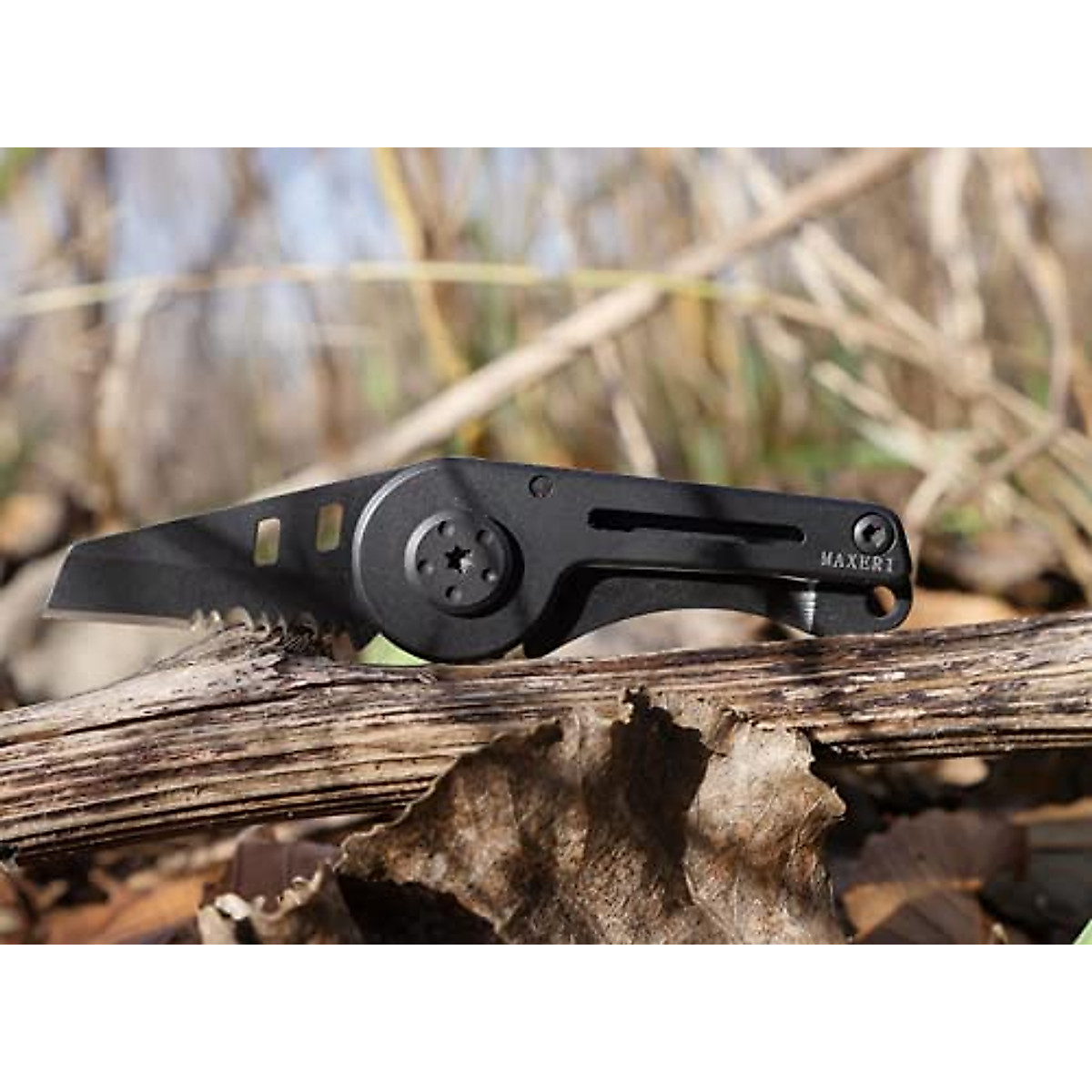 MAXERI World's Smallest All Purpose Pocket Knife, Premium Heat-Treated Stainless Steel Blade, Micro Slim Minimalist Design, Ideal Every Day Carry (Serrated Blade)