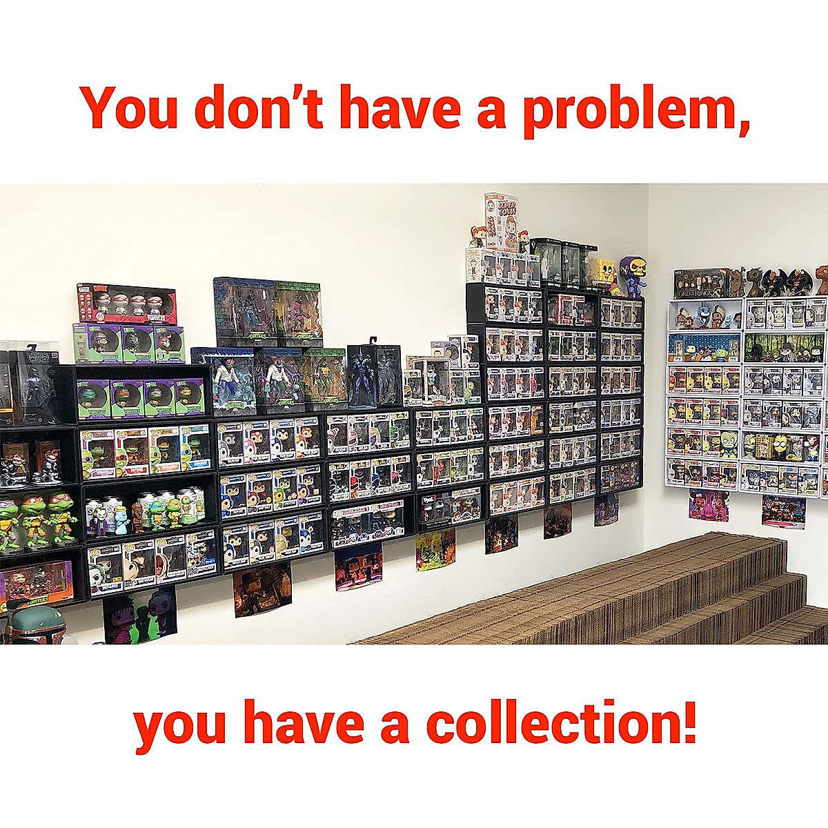 6 Single Row in Box Display Cases for 4 in. Funko Pop Collectible Toy Figures, Black Cardboard