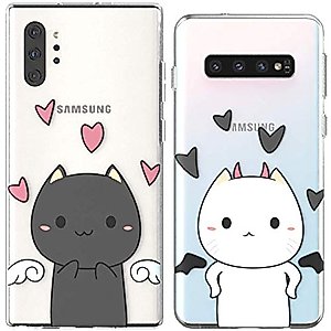 Toik Matching Couple Cases for Apple iPhone 11 Pro Xs Max Xr 10 X 8 Plus 7 6s 5s SE Soulmate Lightweight Angel Devil Cats BFFs Boyfriend TPU Print Gift Anniversary Kawaii Protective Girly Cute