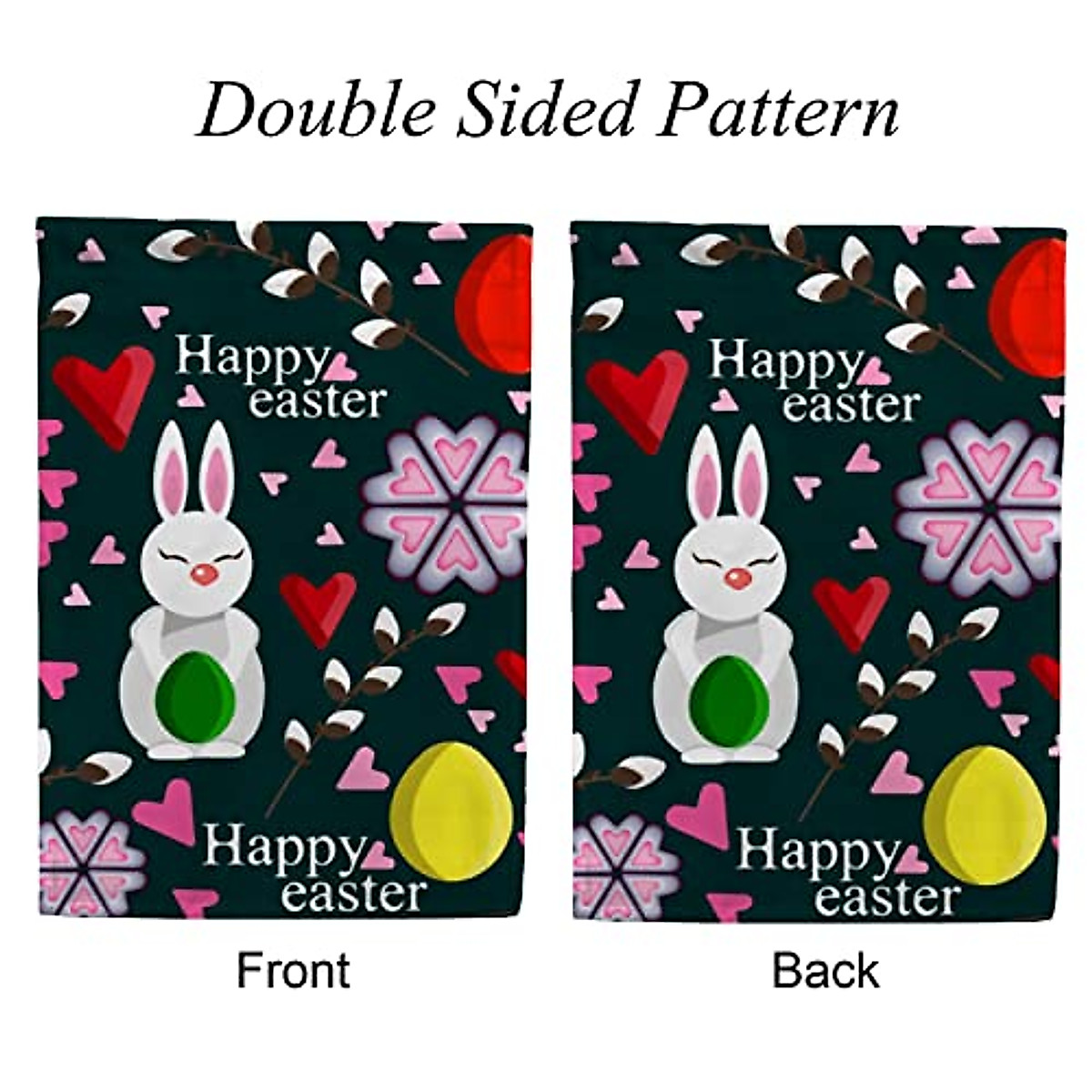 My Little Nest Seasonal Garden Flag Happy Easter Bunny Eggs Double Sided Vertical Garden Flags for Home Yard Holiday Flag Outdoor Decoration Farmhouse Banner 12"x18"