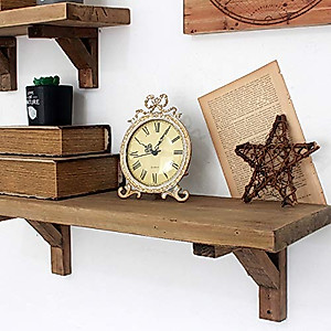 Funly mee Vintage Pewter Table Clock with Antique Golden Bow（Plexiglass Shell）