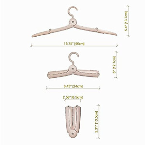 Fineget Foldable Travel Clothes Hangers with Clips Portable Plastic Clothing Coat Carry-on Hangers Saving Space Hangers Light Weight Drying Rack for Travel Pink (4 Pcs + 8 Clips)