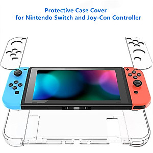 ELIATER Switch Accessories Bundle for Animal Leaf Crossing, Switch Carrying Case with Playstand & Screen Protector & 4 Thumb Grip Caps & Protective Cover & Charging Cable & Pendant