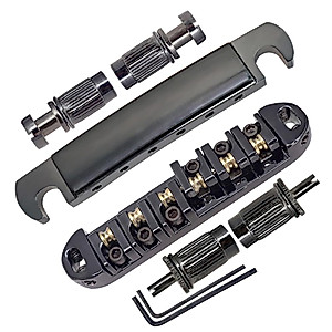 JD.Moon Roller Saddle Bridge ABR-1 Tune-o-matic Bridge Tailpiece Bridge For Les Paul Guitar (Black)