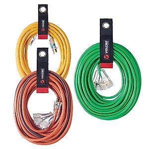 VELCRO Brand Easy Hang Extension Cord Holder Organizer Variety Pack | Holds 60-100lbs, Heavy Duty Straps Fit Easily on Hooks or Nails | Perfect for Garage Organization | 3-pk 10",14" and 18", Black