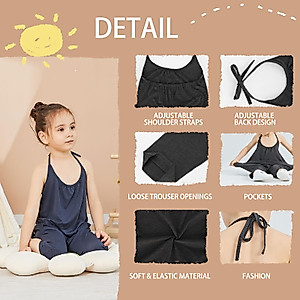 Darkyazi Baby Summer Jumpsuits for Girls Kids Cute Backless Harem Strap Romper Jumpsuit Toddler Pants Size 2-8Y (5T, Black)