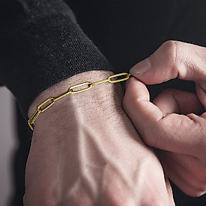 10K Yellow Gold 4.2MM Dainty Paperclip Bracelet With Lobster Clasp