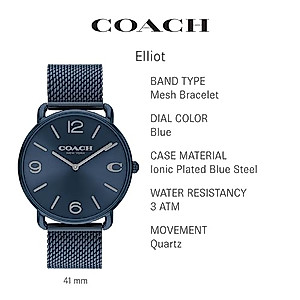 Coach Elliot Men's Watch | Contemporary Minimalism with Distinctive Artistry | A True Classic Designed for Every Occasion | Water Resistant (Model 14602650)