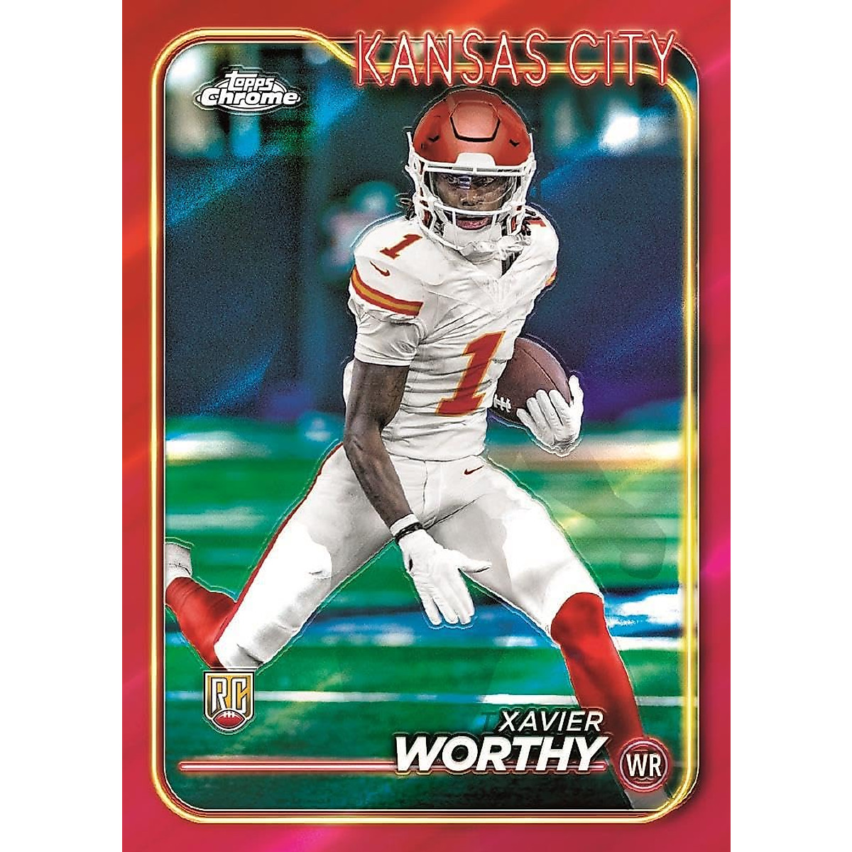 2024 Topps Chrome Football 7-Pack Trading Card Blaster Box (1 Prism Refractor Per Box)