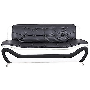 Beverly Fine Furniture 3 Piece Aldo Modern Sofa Set, Black/White