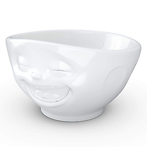 FIFTYEIGHT PRODUCTS TASSEN Porcelain Bowl, Laughing Face Edition, 16 oz. White, (Single Bowl) for Serving Cereal, Soup