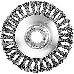 XLENTGEN 6 Inch Steel Wire Brush Cutter Trimmer Head - Professional Round Head Lawn Mower Accessories - Lawn Rotary Steel Wire Brush for Rust Removal, Lawn Patio, Garden, Masonry Pavement, Driveway