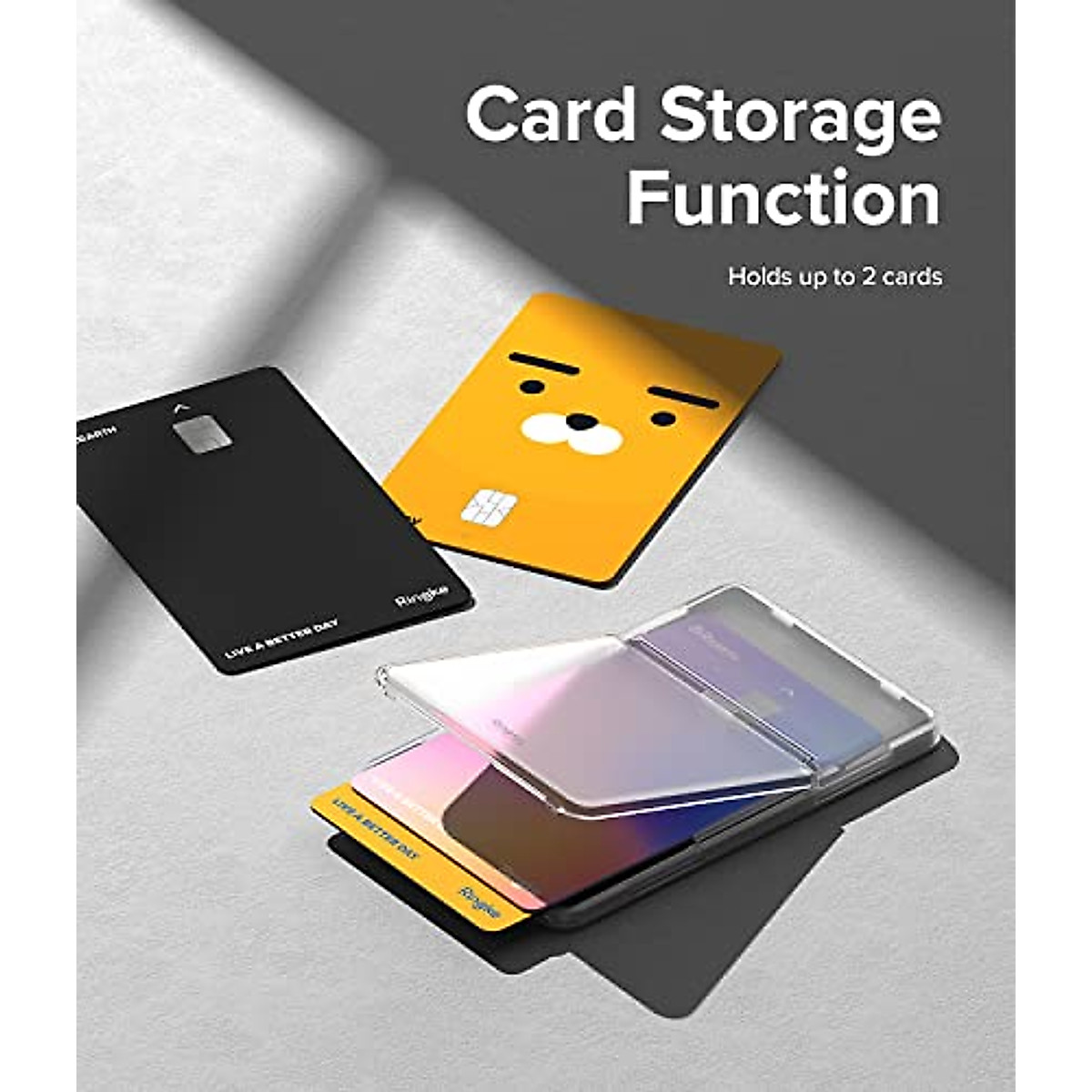 Ringke Stand Slot Card Holder [Phone Wallet Stick on + Stand] ID & Credit Card Holder for Phone Case, Solid Card Wallet with Phone Kickstand Compatible with iPhone Galaxy Android - Clear Mist