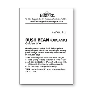 Burpee Golden Wax Organic Bush Bean Seeds 1 ounces of seed
