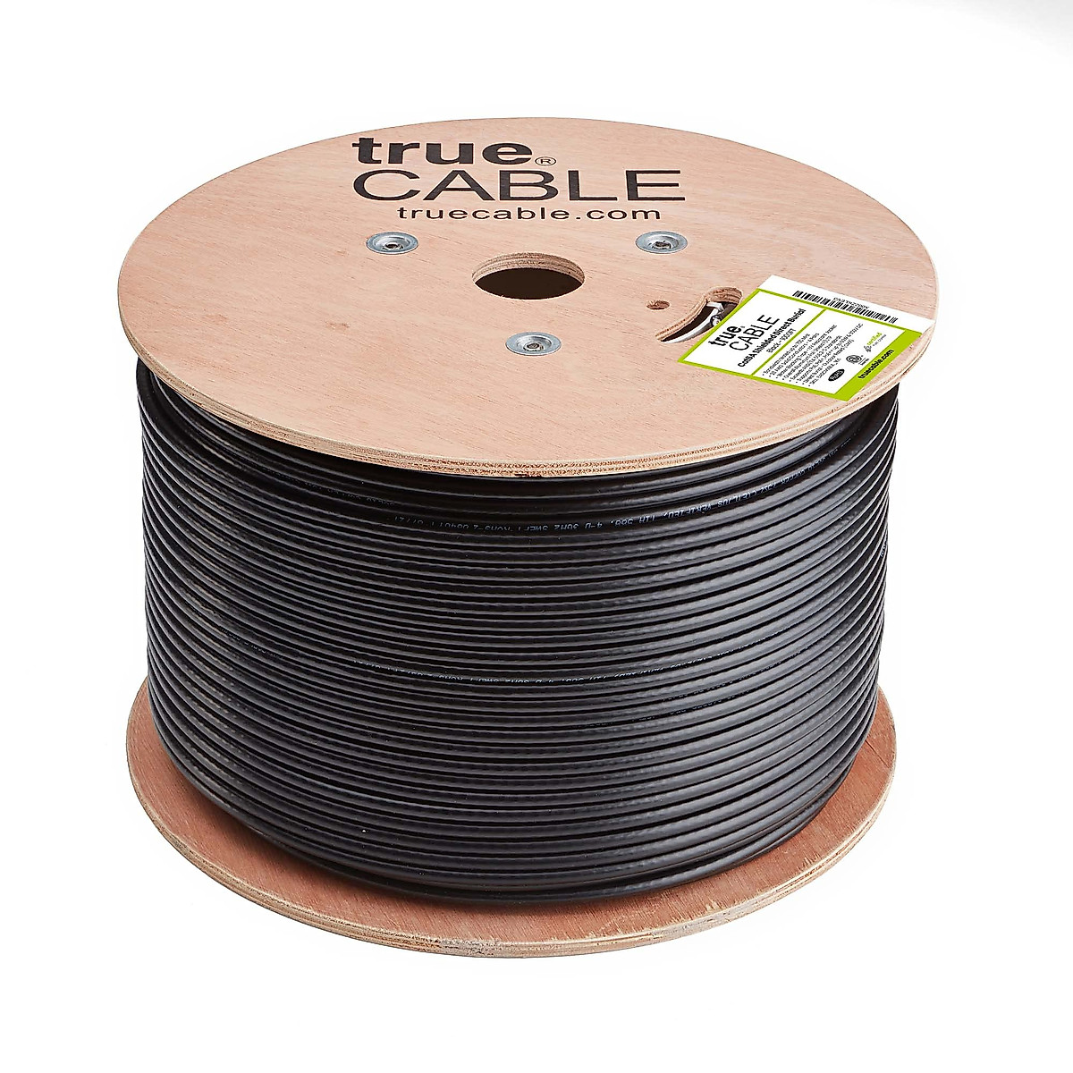 trueCABLE Cat6A Direct Burial, Shielded FTP, 1000ft, Waterproof, Outdoor Rated CMX, Black, 23AWG Solid Bare Copper, 750MHz, PoE++ (4PPoE), ETL Listed, Bulk Ethernet Cable