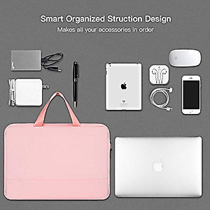 15.6 Inch Laptop Briefcase Bag for Women Ladies Bag with Accessories Organizer for Dell Inspiron 15, HP Envy X360/Pavilion 15.6, Acer Aspire 15, IdeaPad 3 15.6 ASUS MSI MacBook 15 Case, Pink