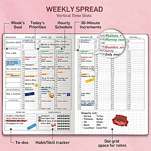 Planner – Undated Weekly & Monthly Life Planner with Time Slots, Appointment Book and Daily Organizer, Lasts 1 Year, A4 Size Hardcover – Rose Gold