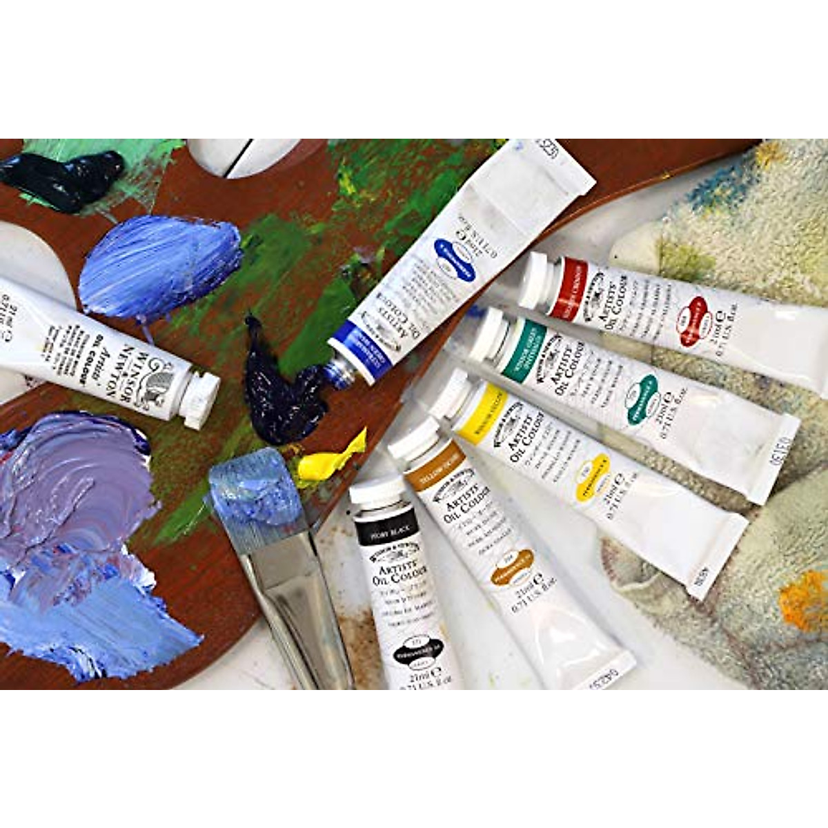 Winsor & Newton Artists' Oil Colour Paint Introductory Set, Ten 21ml Tubes, Crimson,Yellow,Green, 0.7 Fl Oz (Pack of 10)