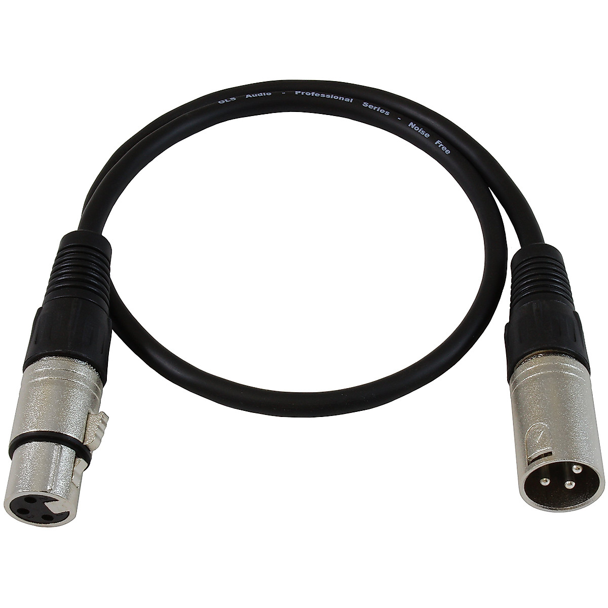 GLS Audio 2ft Patch Cable Cords - XLR Male to XLR Female Black Cables - 2' Balanced Snake Cord - 6 PACK