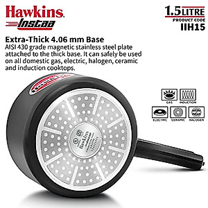 HAWKINS 1.5 Litre Instaa Pressure Cooker, Induction Inner Lid Cooker, Tall Body Hard Anodised Cooker, Best Black Cooker, Black (IIH15)