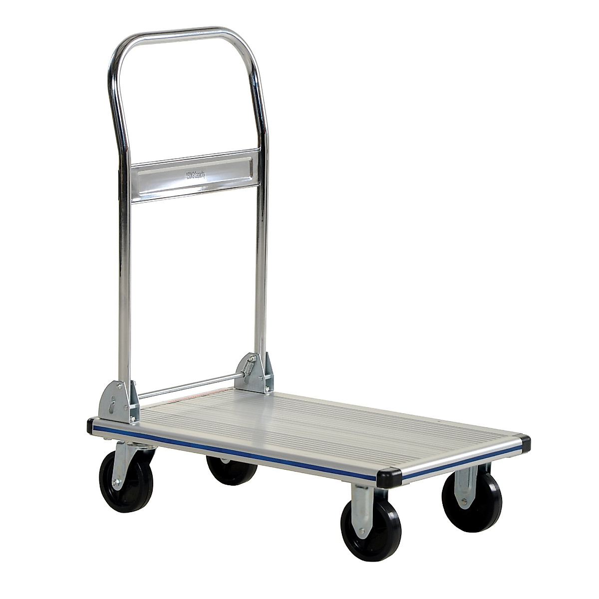 Vestil AFT-30-NM Aluminum Folding Platform Truck with Single Handle and 4" Non-Marking Polyurethane Casters, 400 lbs Capacity, 30" Length x 18-1/2" Width x 6-5/16" Height