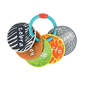 Nuby Silicone Double Sided Animal Flash Cards & Interactive Teether - 3+ Months Multicolor