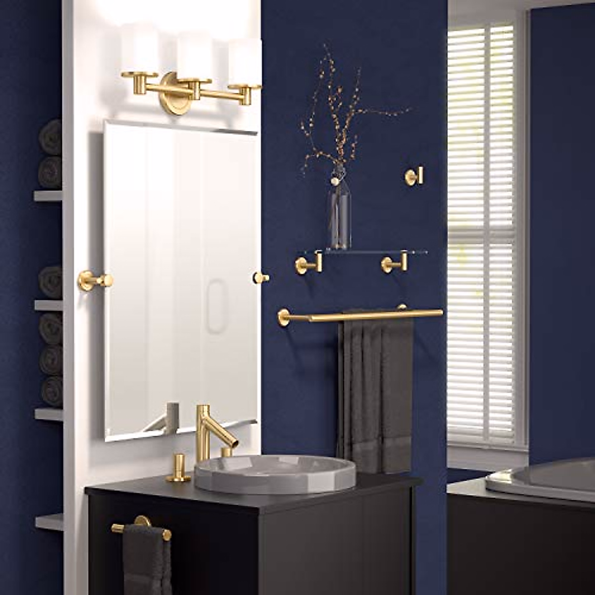 Gatco 4235 Latitude II, Single Robe Hook, Brushed Brass/Wall Mounted Towel and Robe Hook for Bathroom, 2.25"