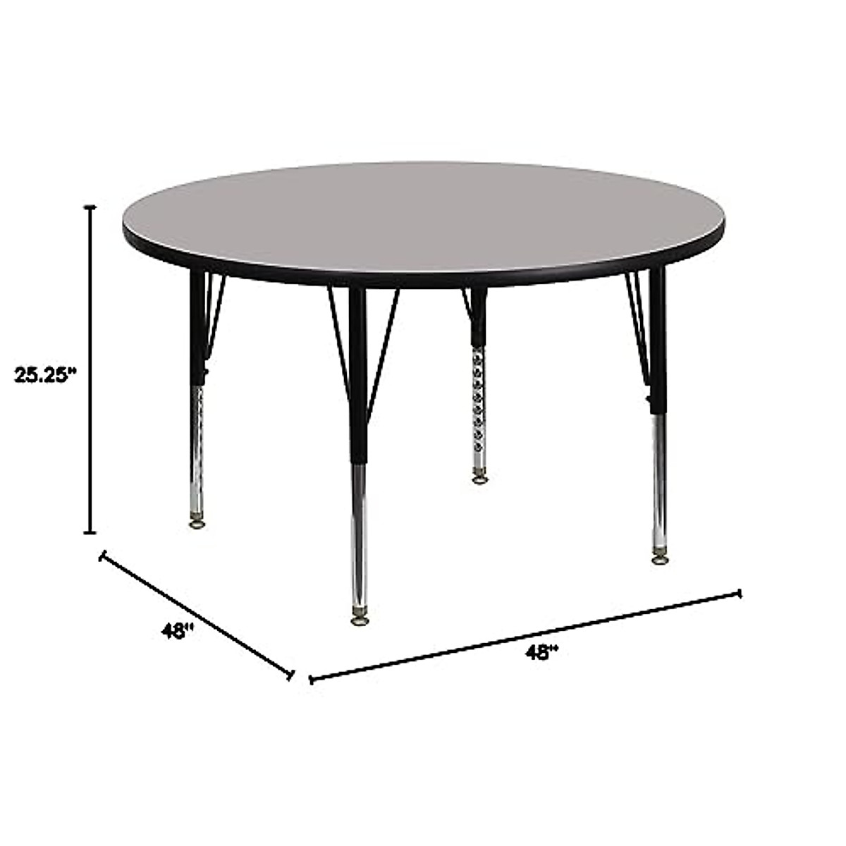 Flash Furniture Wren 48'' Round Grey HP Laminate Activity Table - Height Adjustable Short Legs