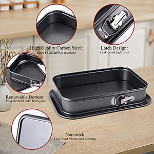 Kenond Large Springform Cake Pan, 14 x 11-Inch Rectangle Cheesecake Pan, Tiramisu Bakeware with 50Pcs Wax Paper, 3Pcs Spatula Set, Non-Stick Baking Pan Mold Leakproof