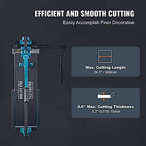 Mophorn 24 Inch Tile Cutter Single Rail Double Brackets Manual Tile Cutter 3/5 in Cap w/Precise Laser Manual Tile Cutter Tools for Precision Cutting (24 Inch)